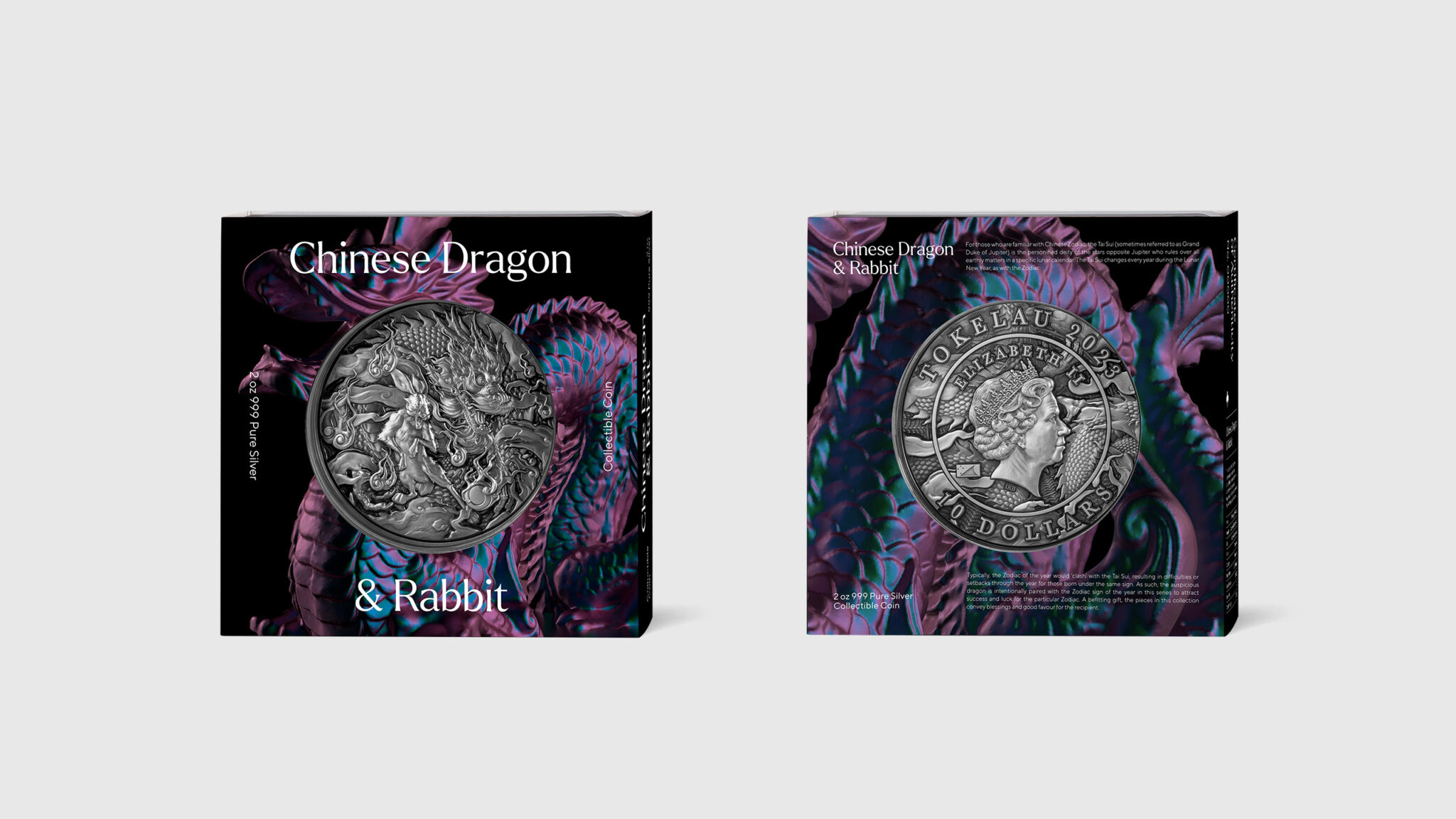 Chinese Dragon & Rabbit 2 oz Silver Coin – Precious Metal Collectors
