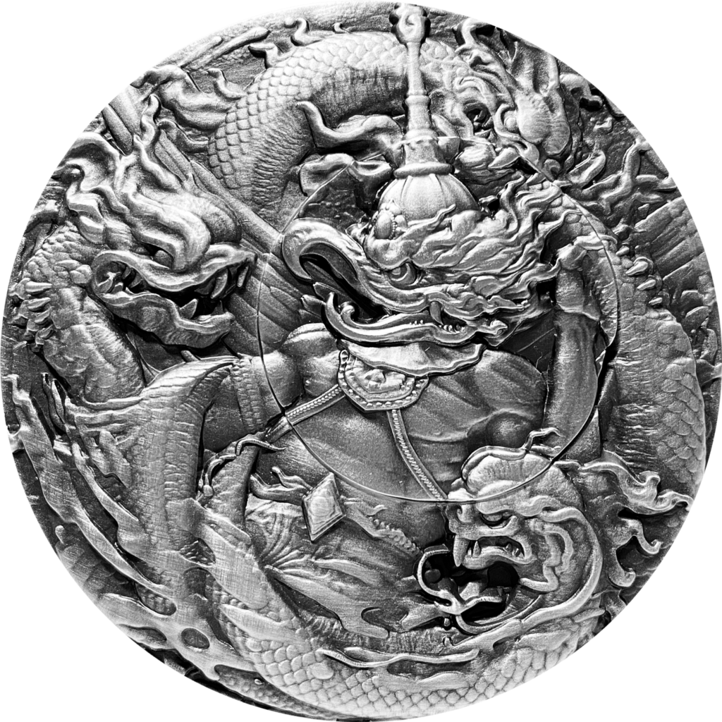 Chinese Dragon & Dragon 2 oz Silver Coin Antiqued Finished – Precious ...