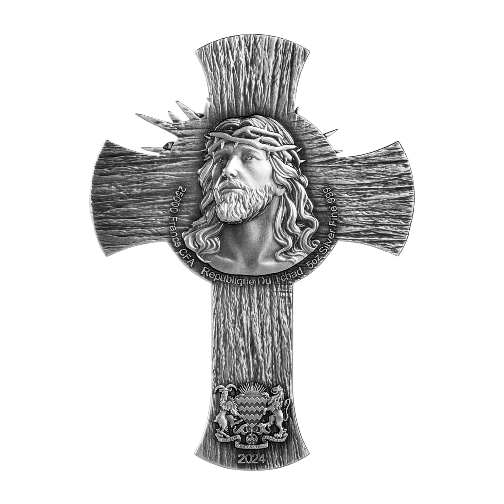 Jesus Cross 5 oz Silver Coin – Antiqued Finished – Precious Metal ...
